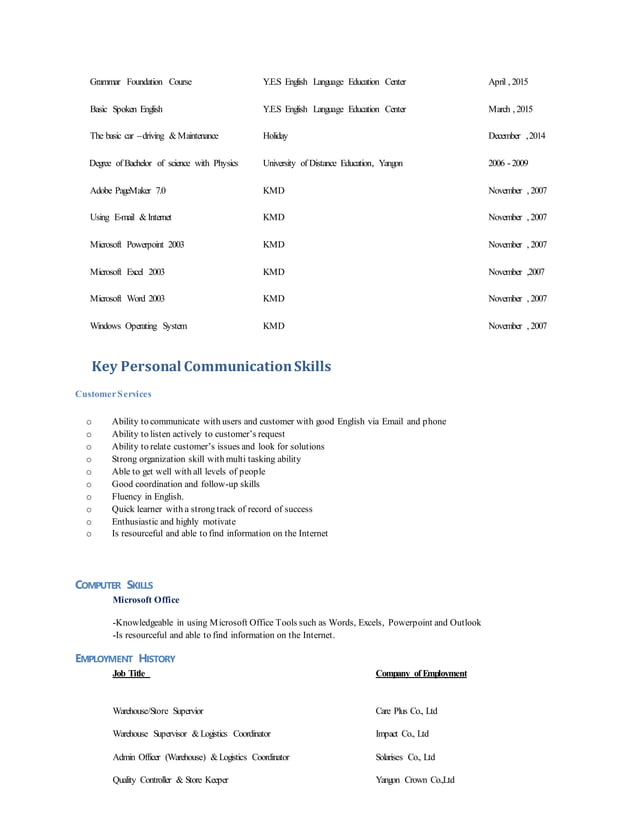 RESUME (OS) | DOCX | Logistics | Business