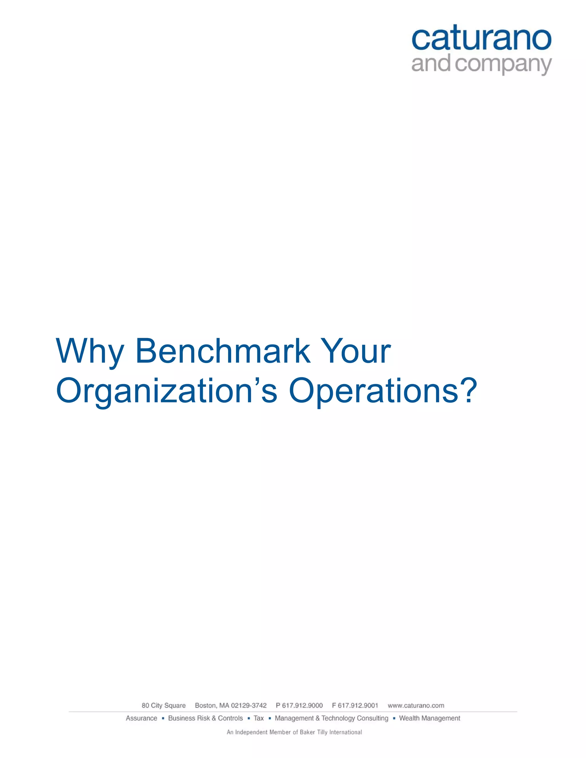 Why Benchmark your Organization | PDF