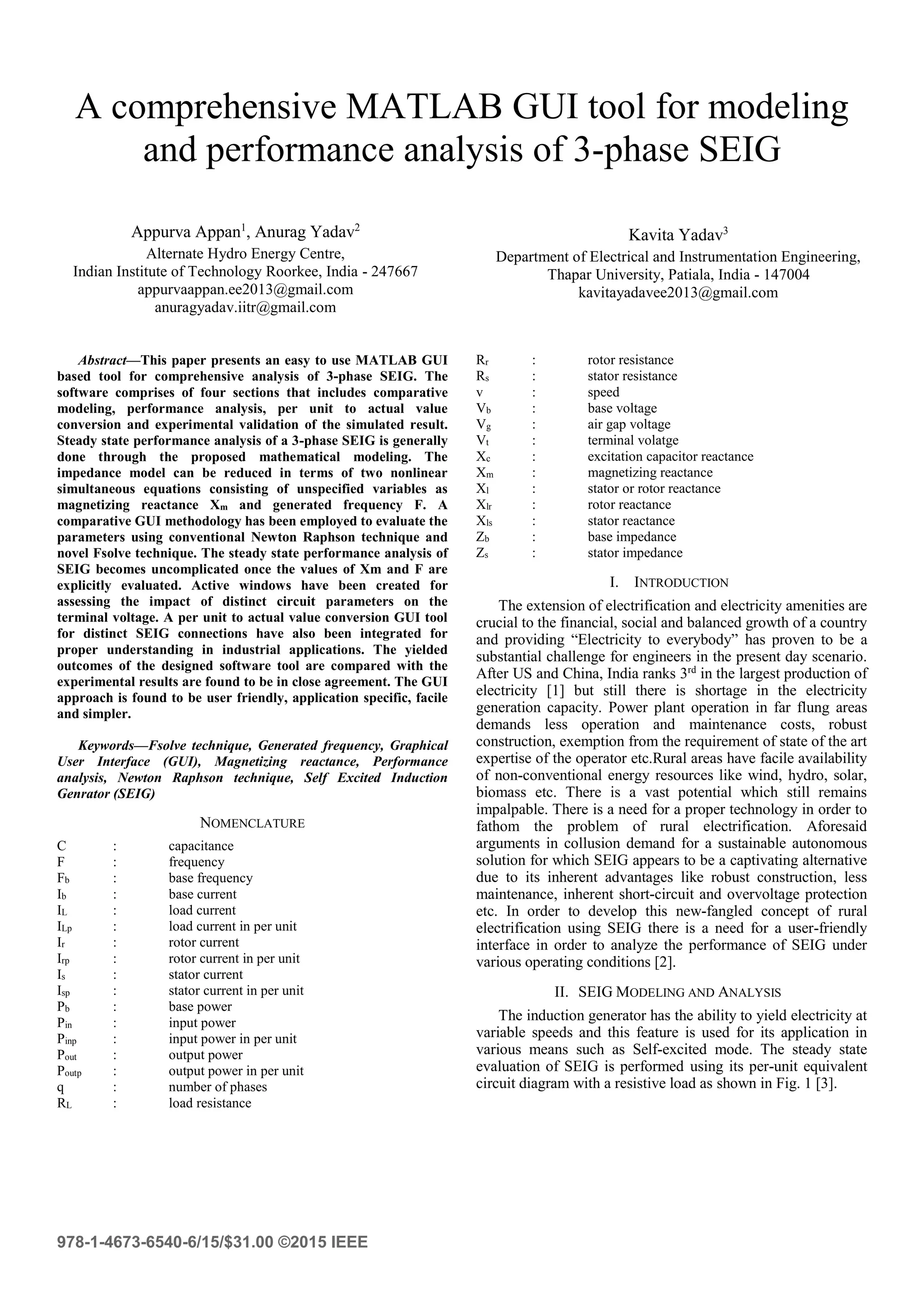 Modeling of Self Excited Induction Generator | PDF