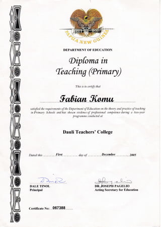 Diploma in Teaching | PDF