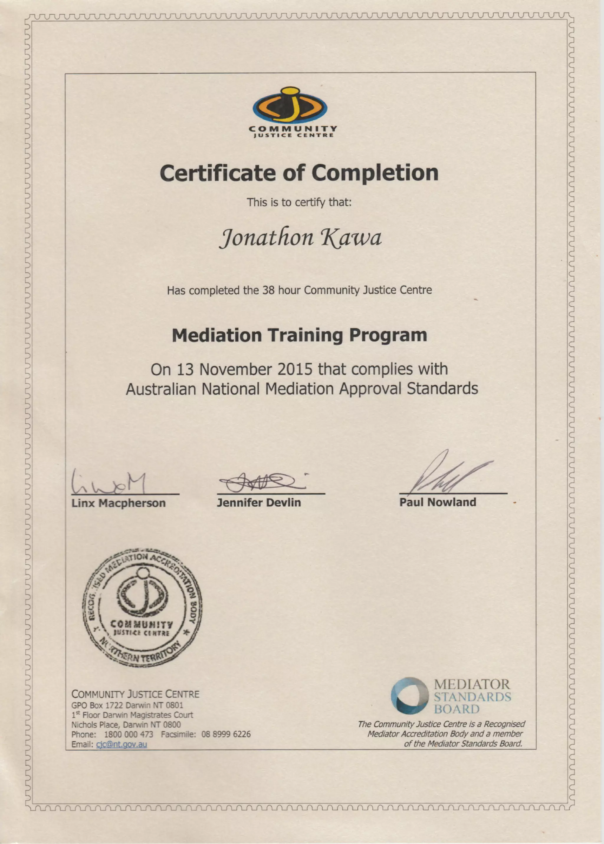 JK CJC certificate | PDF