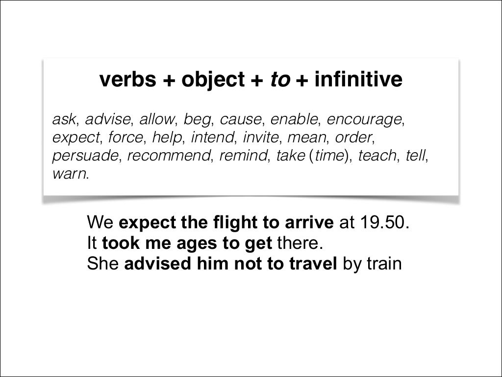 Grammar Infinitive Object Infinitive Gerund