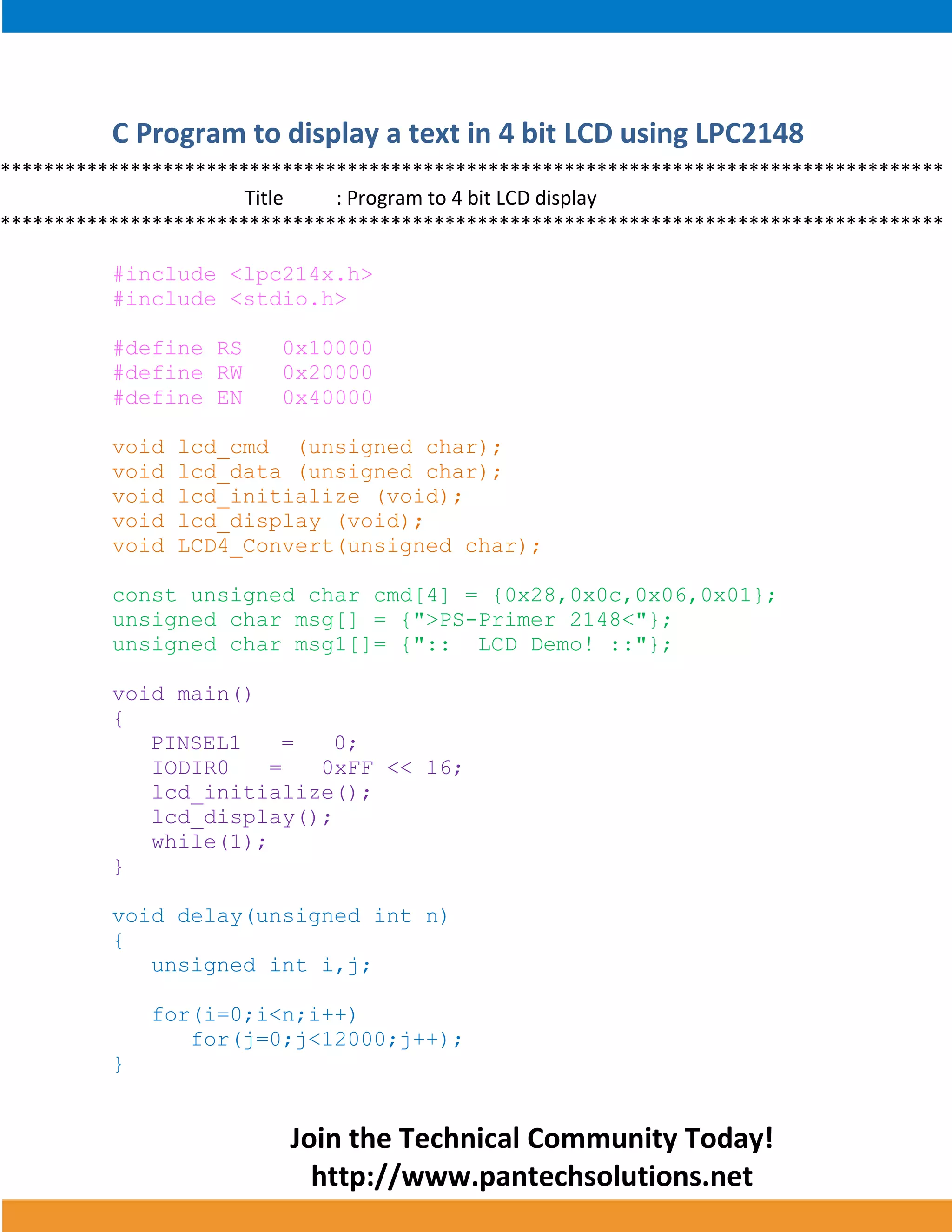 4 bit lcd_interfacing_with_arm7_primer | PDF