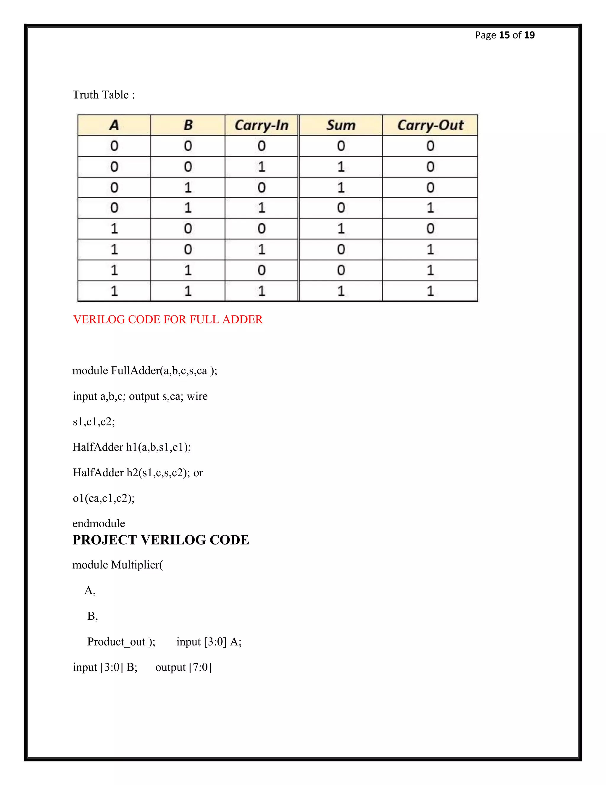 Mini Project on 4 BIT SERIAL MULTIPLIER | PDF
