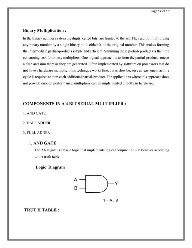 Mini Project on 4 BIT SERIAL MULTIPLIER | PDF
