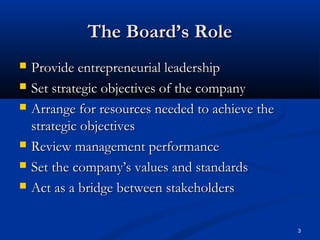 Board of directors | PPT | Business | Business and Finance