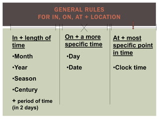 4B Prepositions of time and place | PPT