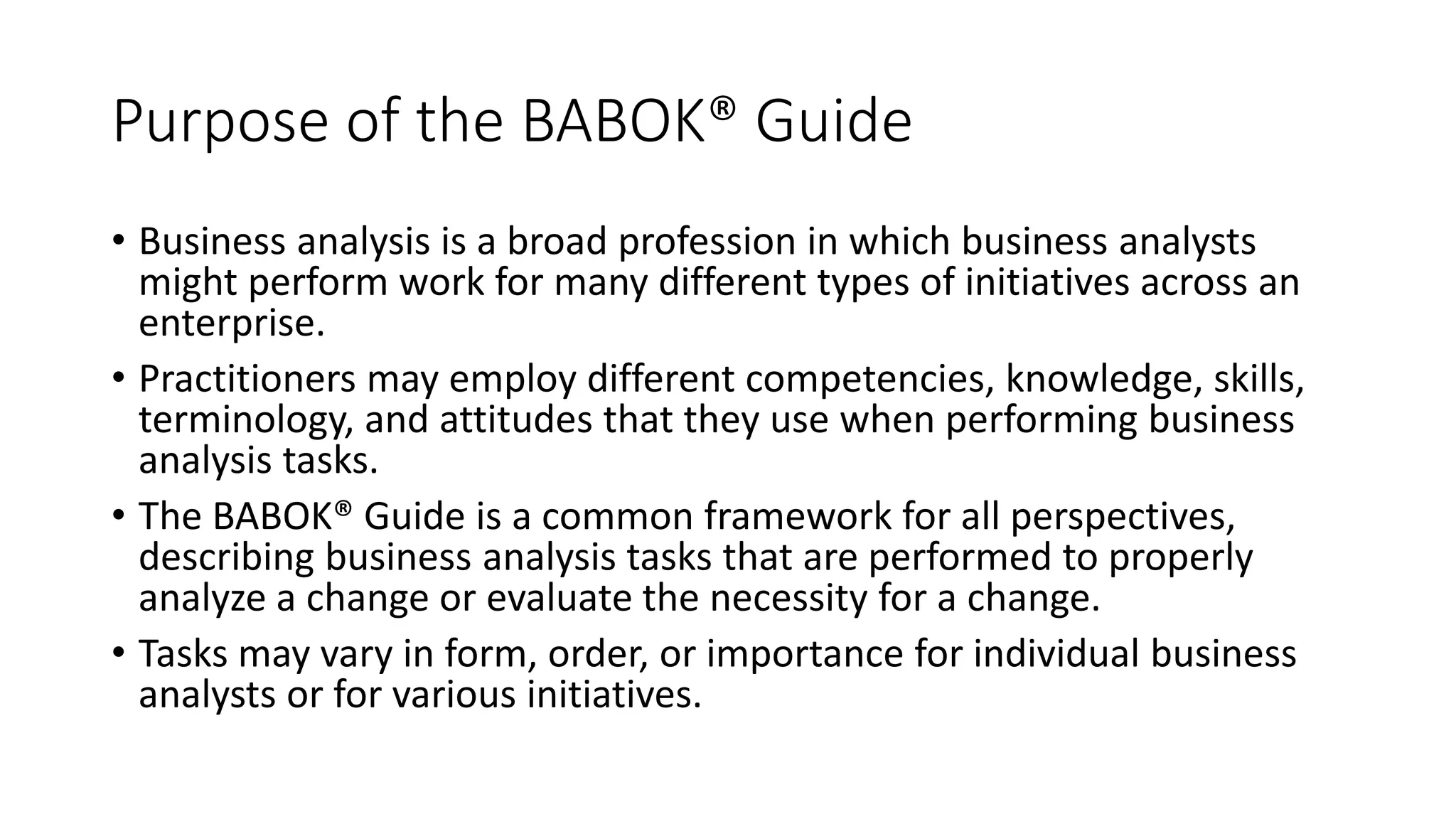 Business_Analysis_BABOK. The sumary Slides | PDF