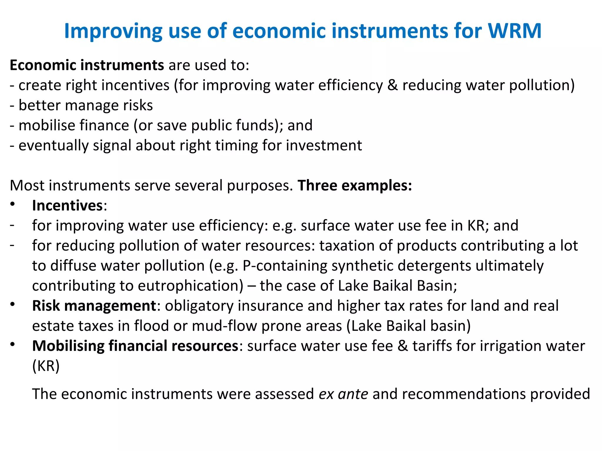 Economic Analysis for WRM | PPT