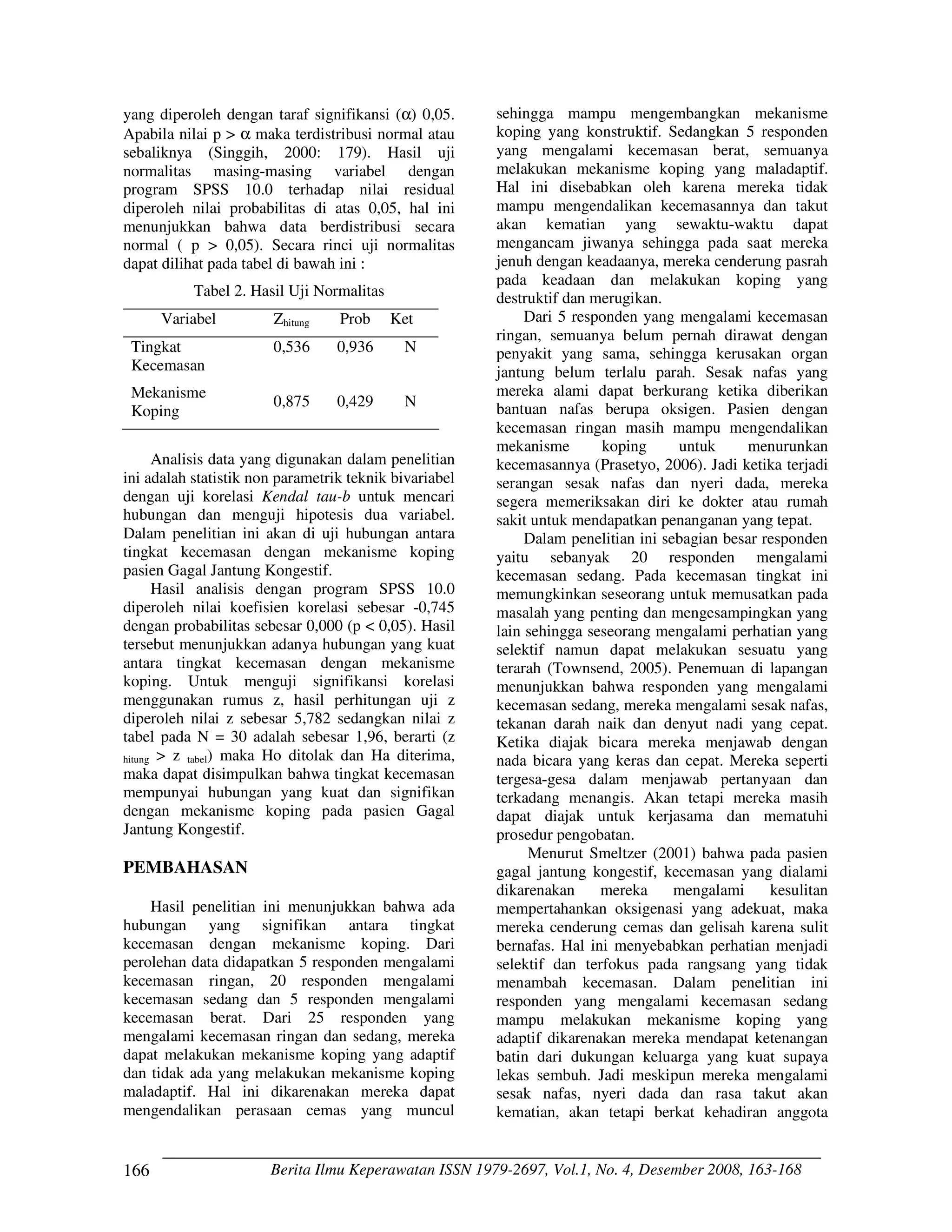 JURNAL HUBUNGAN TINGKAT KECEMASAN DENGAN MEKANISME KOPING PADA PASIEN ...
