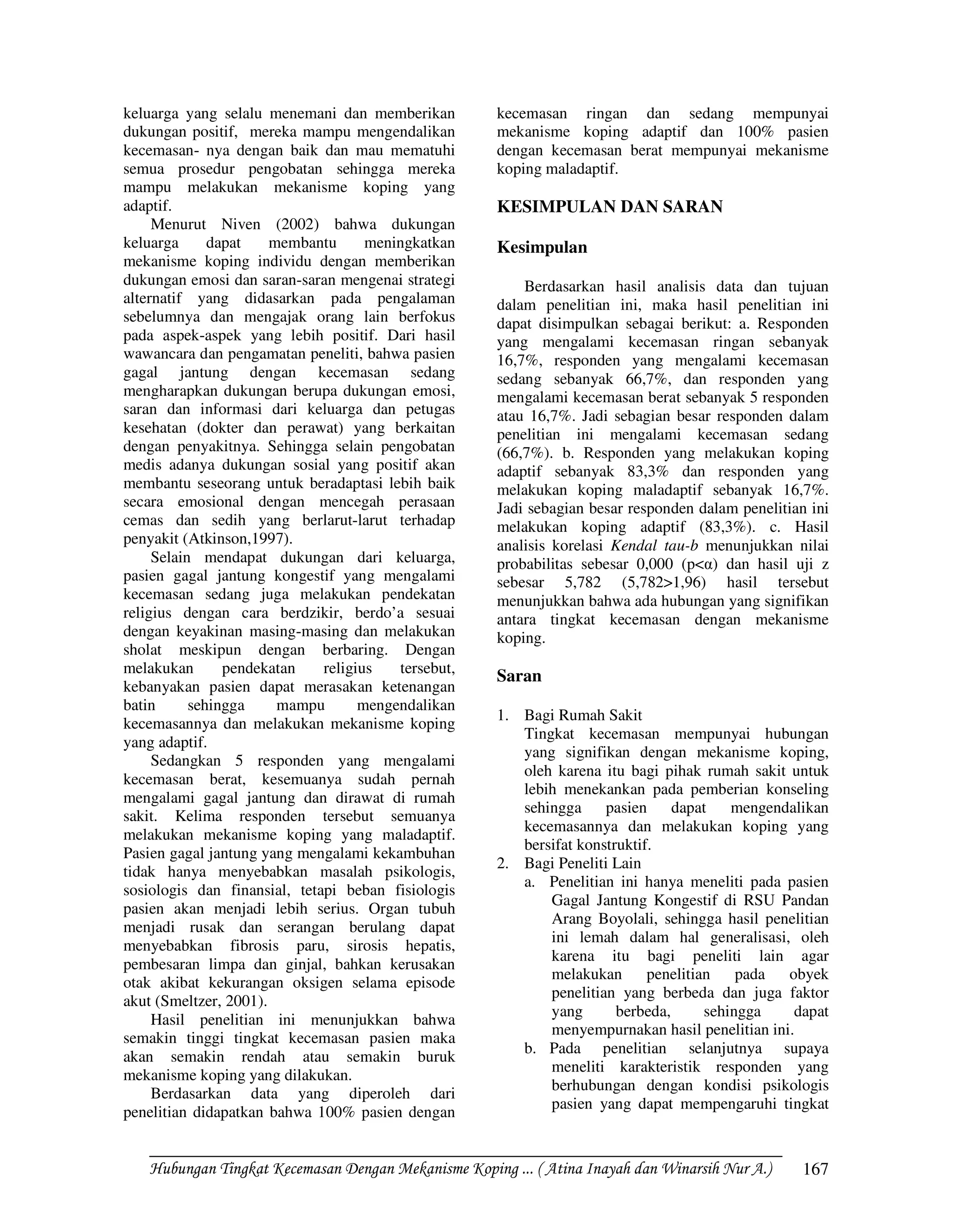 JURNAL HUBUNGAN TINGKAT KECEMASAN DENGAN MEKANISME KOPING PADA PASIEN ...