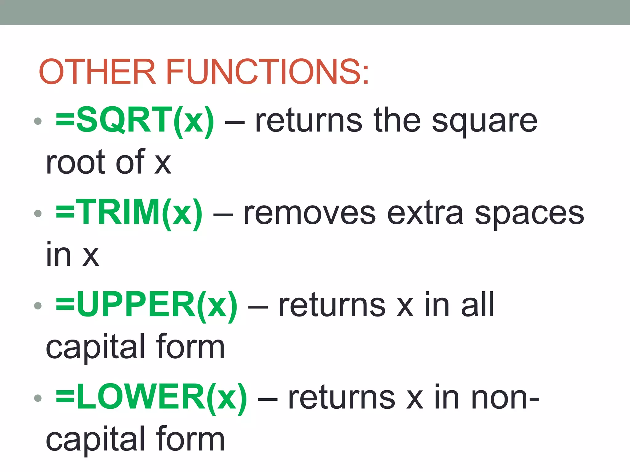 Advanced Spreadsheet Skills - Empowerment Technologies | PPTX