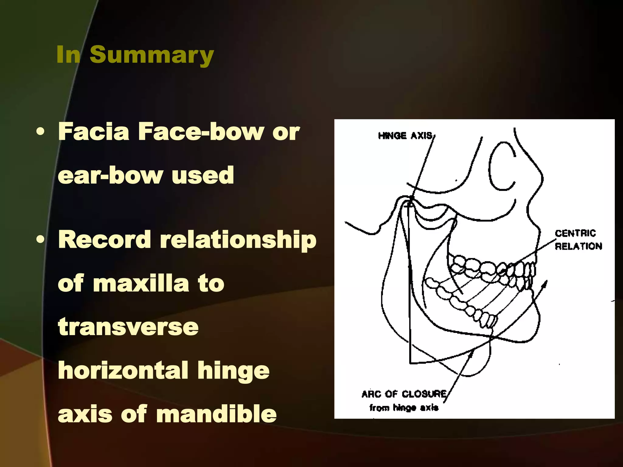 4- c Maxillo-mandibular Relation Records -Face bow record and transfer ...