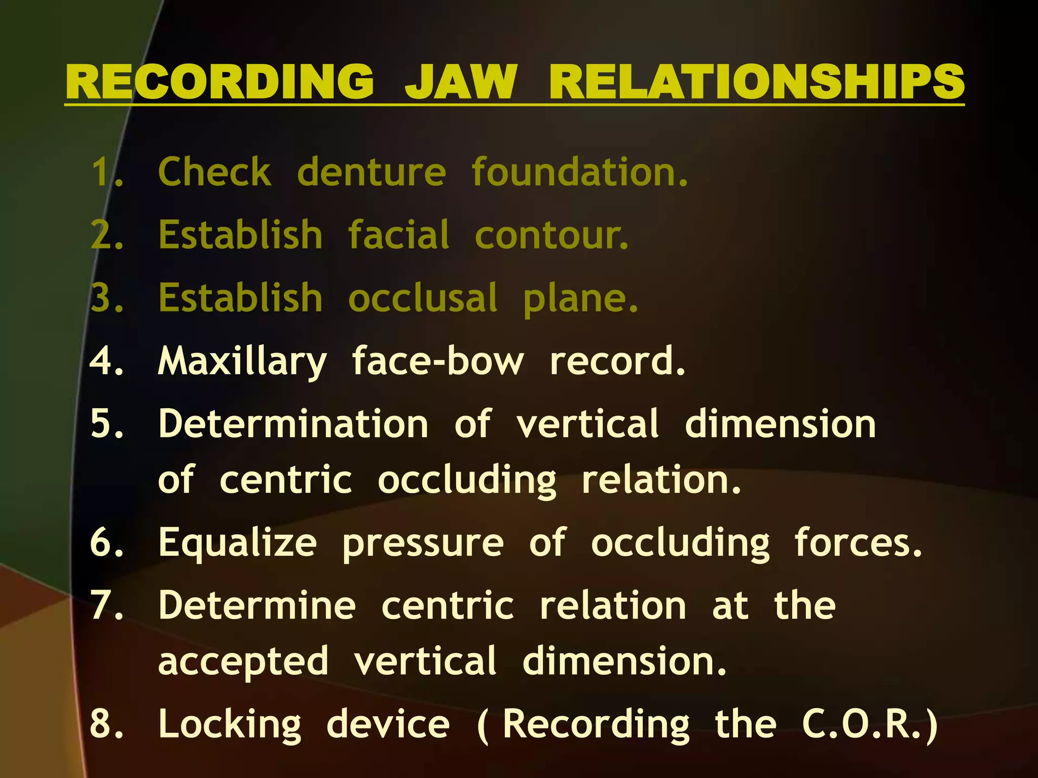 4- c Maxillo-mandibular Relation Records -Face bow record and transfer ...