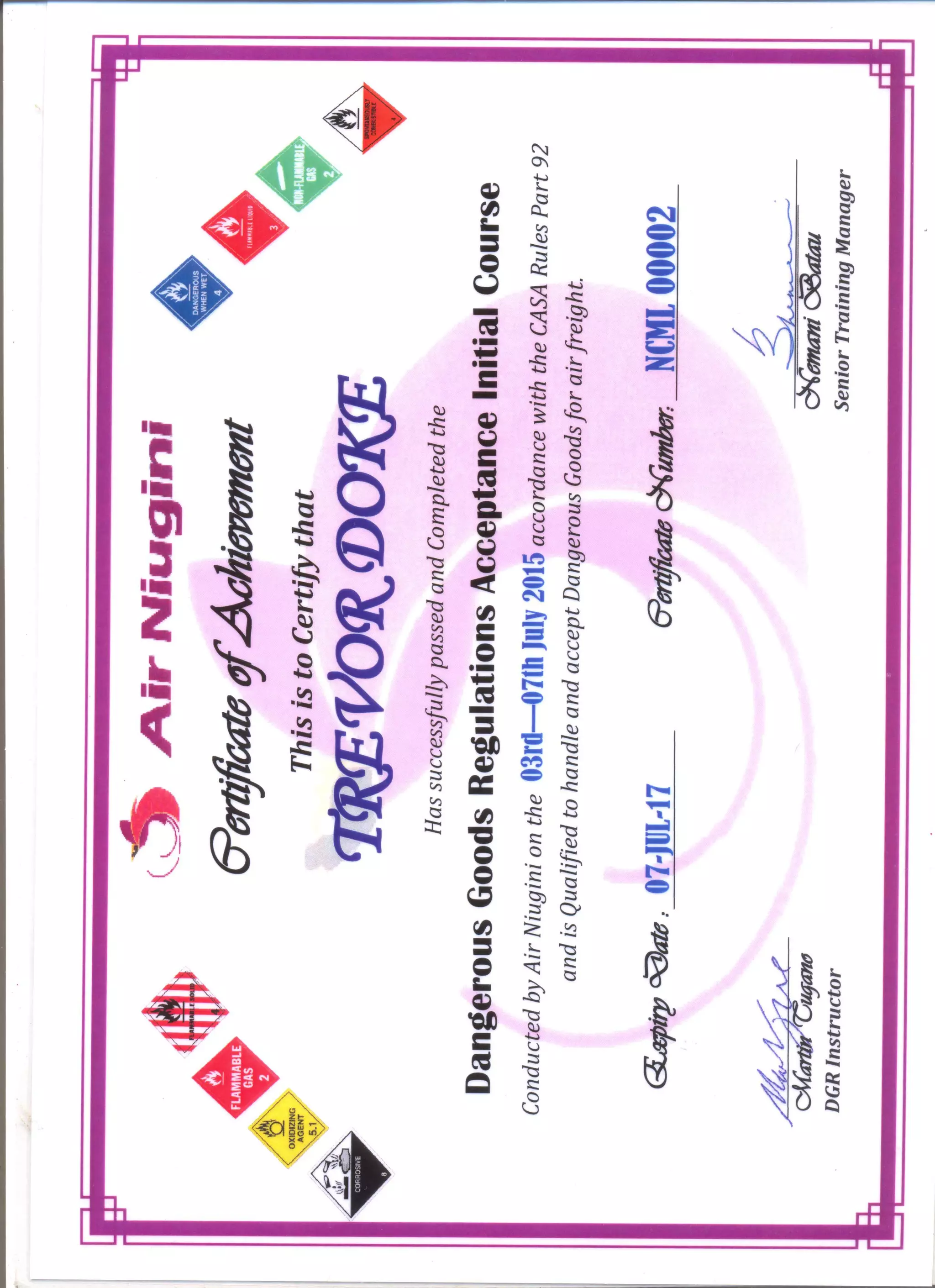 Dangerous Goods Acceptance Cert0001 | PDF