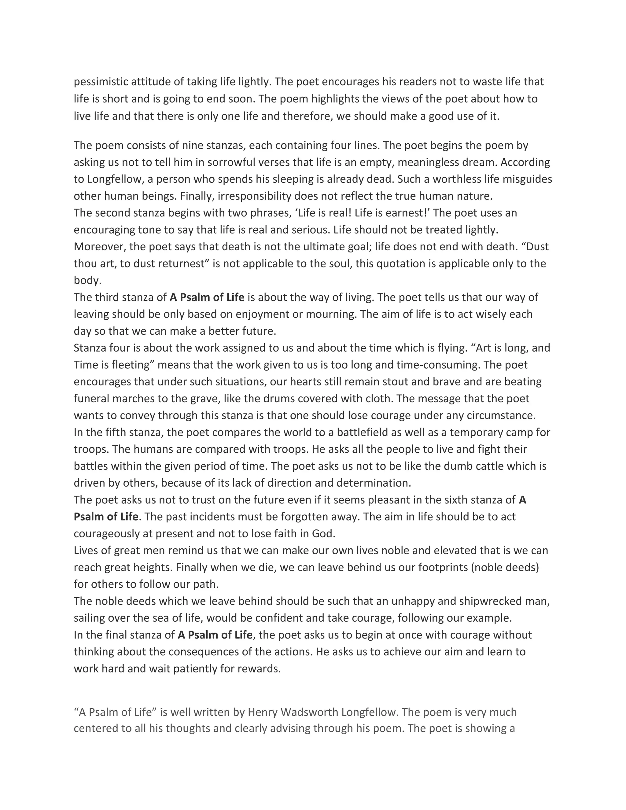 A Psalm Of Life | DOCX