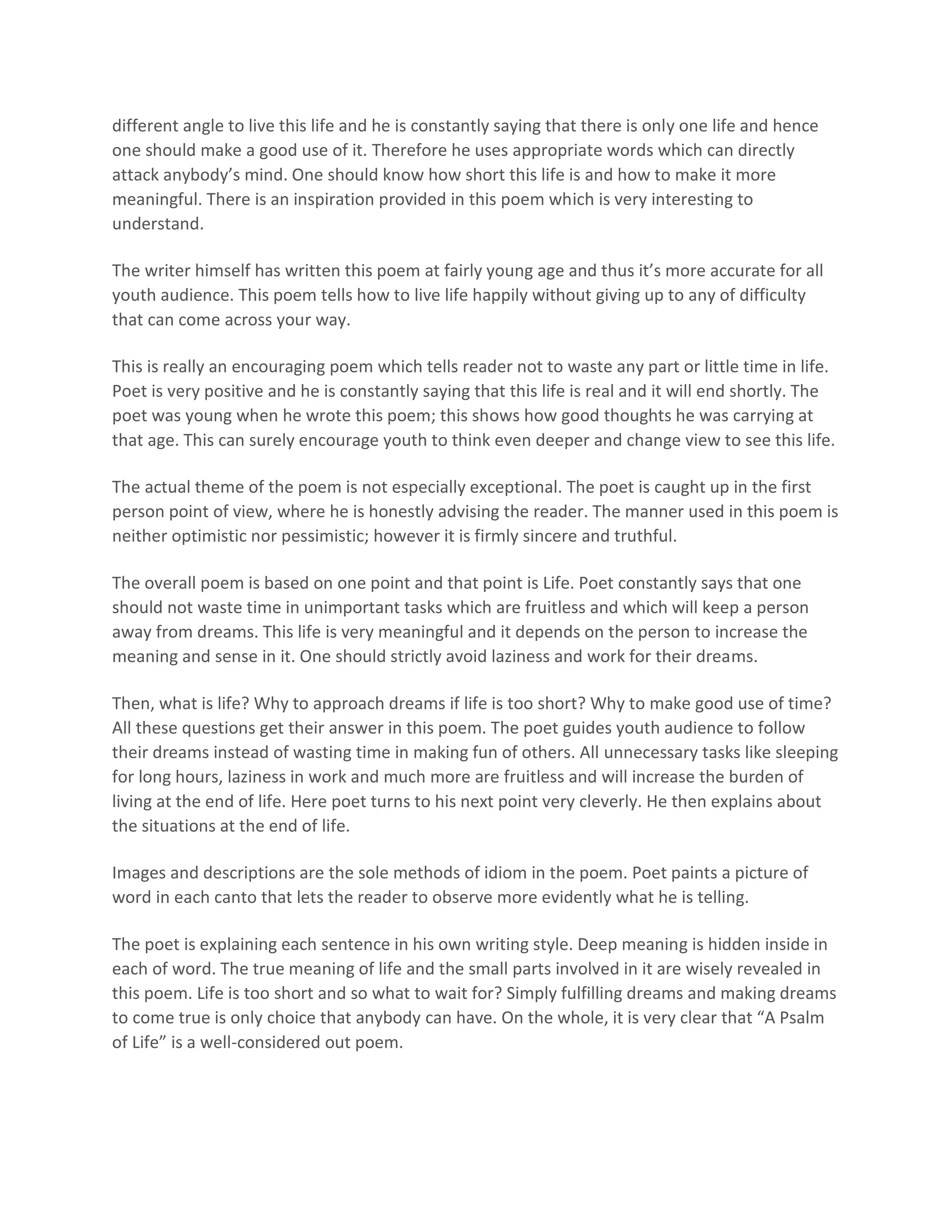A Psalm Of Life | DOCX