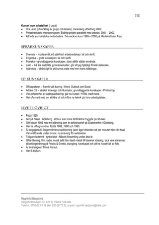 CV Ragnhild Berglund | PDF