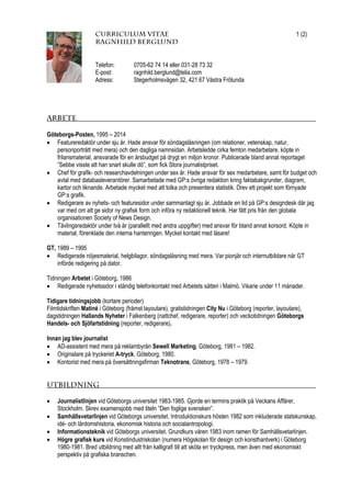 CV Ragnhild Berglund | PDF