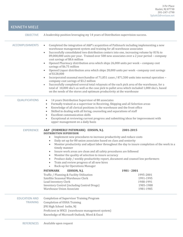 Kenneth Miele Resume | PDF