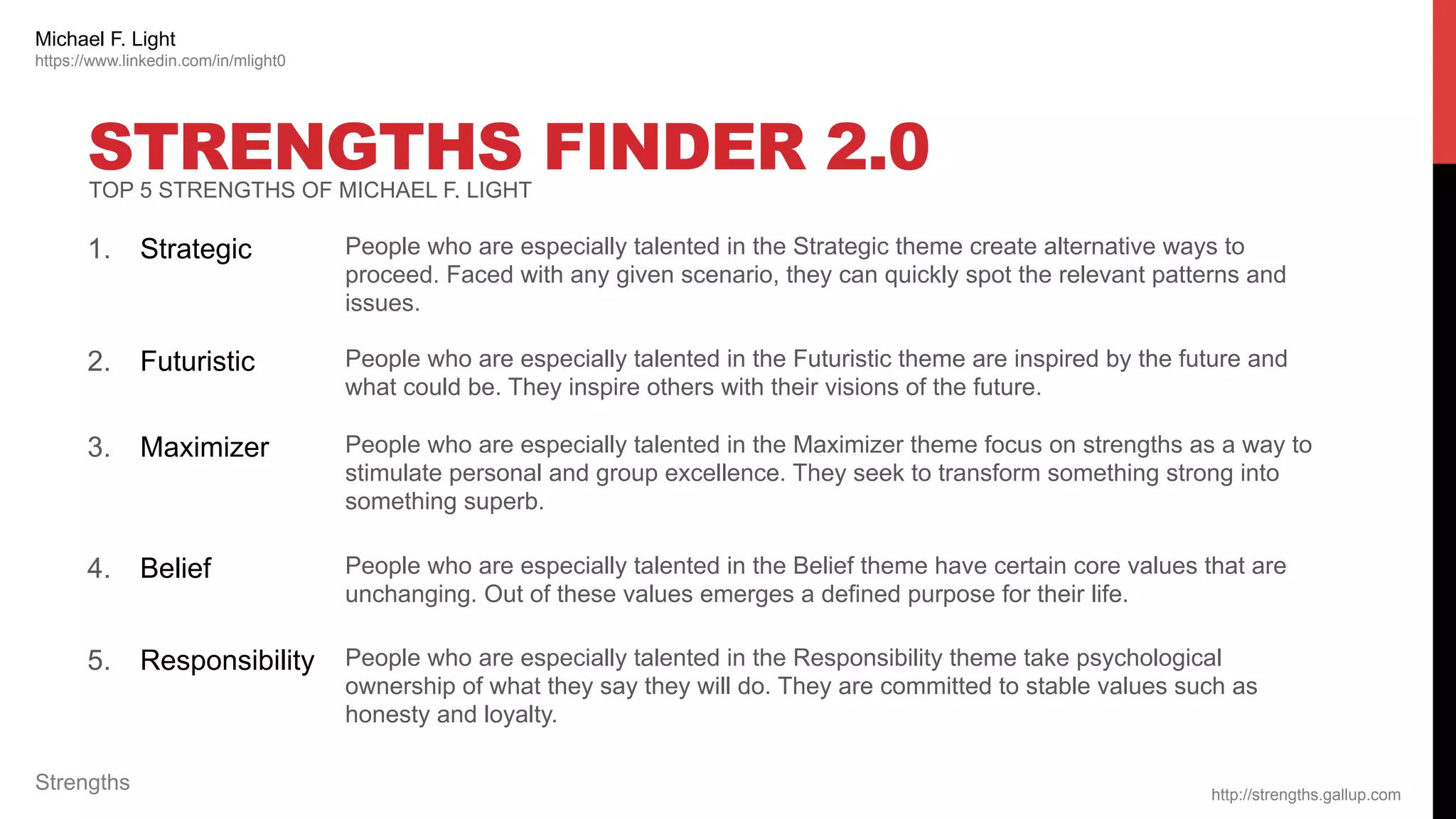 Strengths Finder 2.0 - Michael Light | PDF