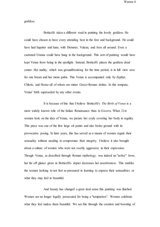 Warren_VenusLegacy | DOCX | Painting | Arts and Crafts