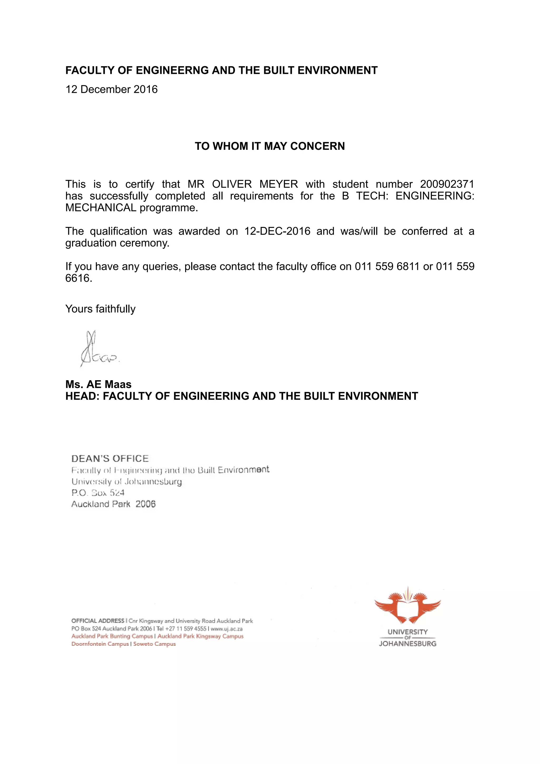 Confirmation of Programme Completion | PDF