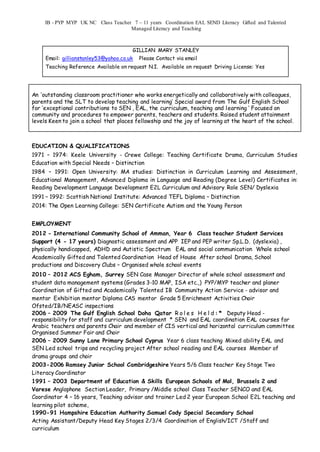 GILLIAN MARY STANLEY CV | PDF