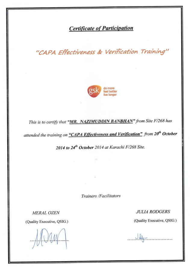 CAPA certification | PDF