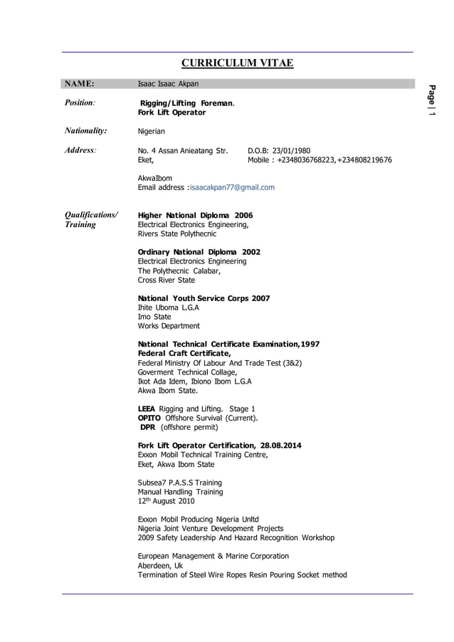 ISAAC AKPAN CV | PDF