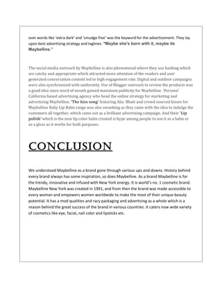 Brand study- Maybelline | RTF