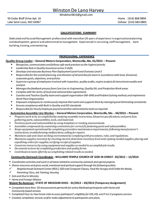 Winston Harvey Resume - 2016 | PDF