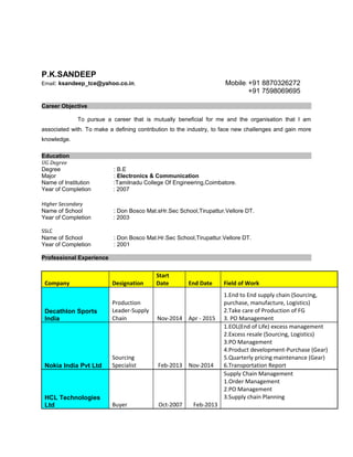 Sandeep pk Resume | PDF