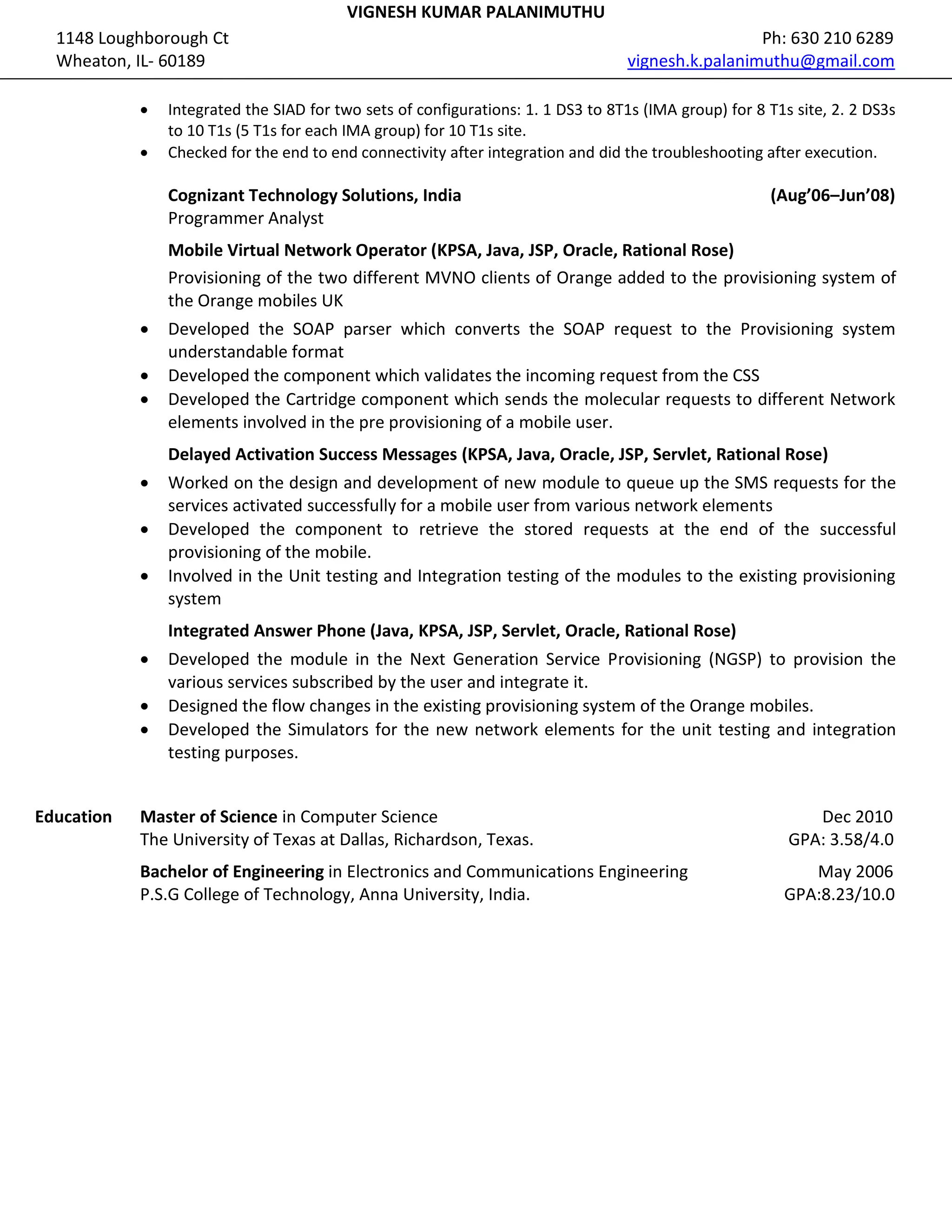 Resume_Vignesh_Palanimuthu | PDF | Internet | Computing