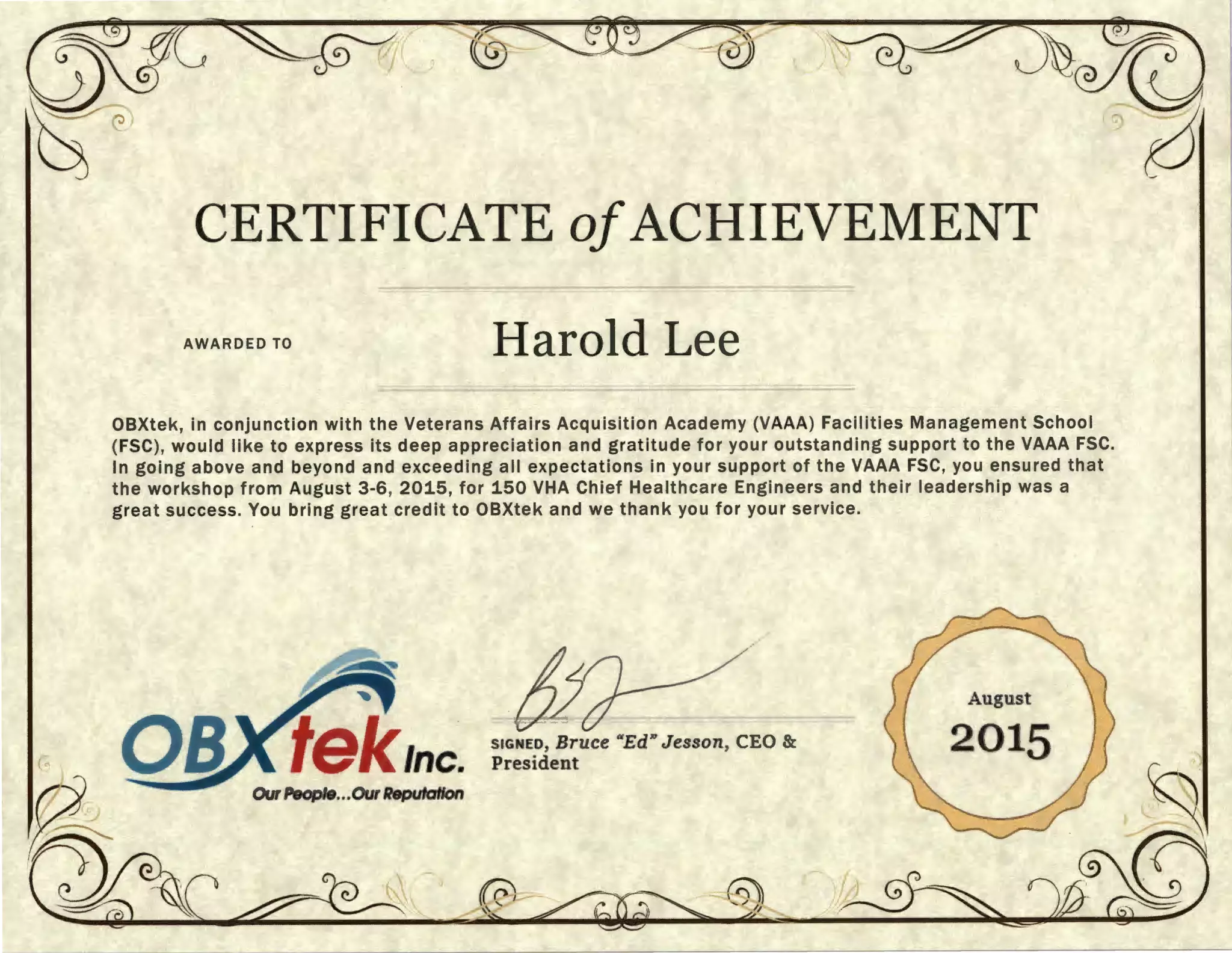 OBXTek Certificate of Achievement | PDF | Professional School ...
