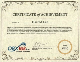 OBXTek Certificate of Achievement | PDF