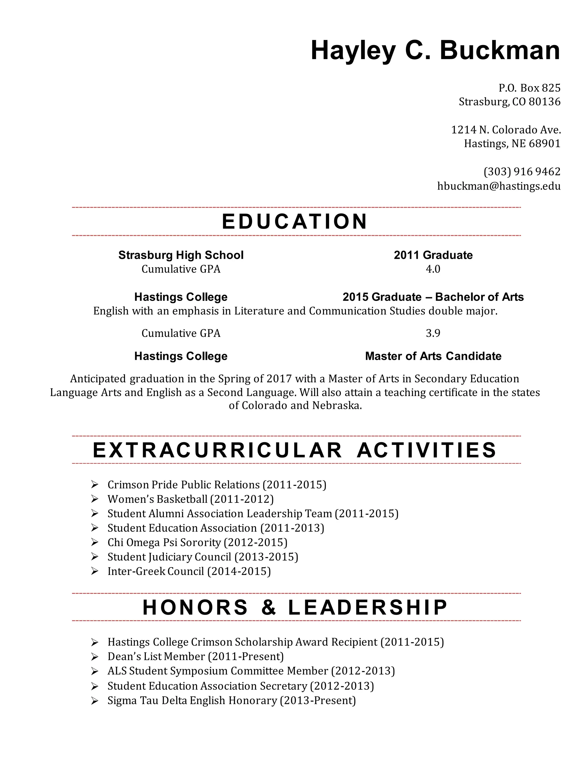 Hayley Buckman's Resume | DOCX