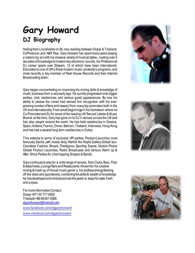 Gary Howard DJ Bio 2014 ^ | PDF