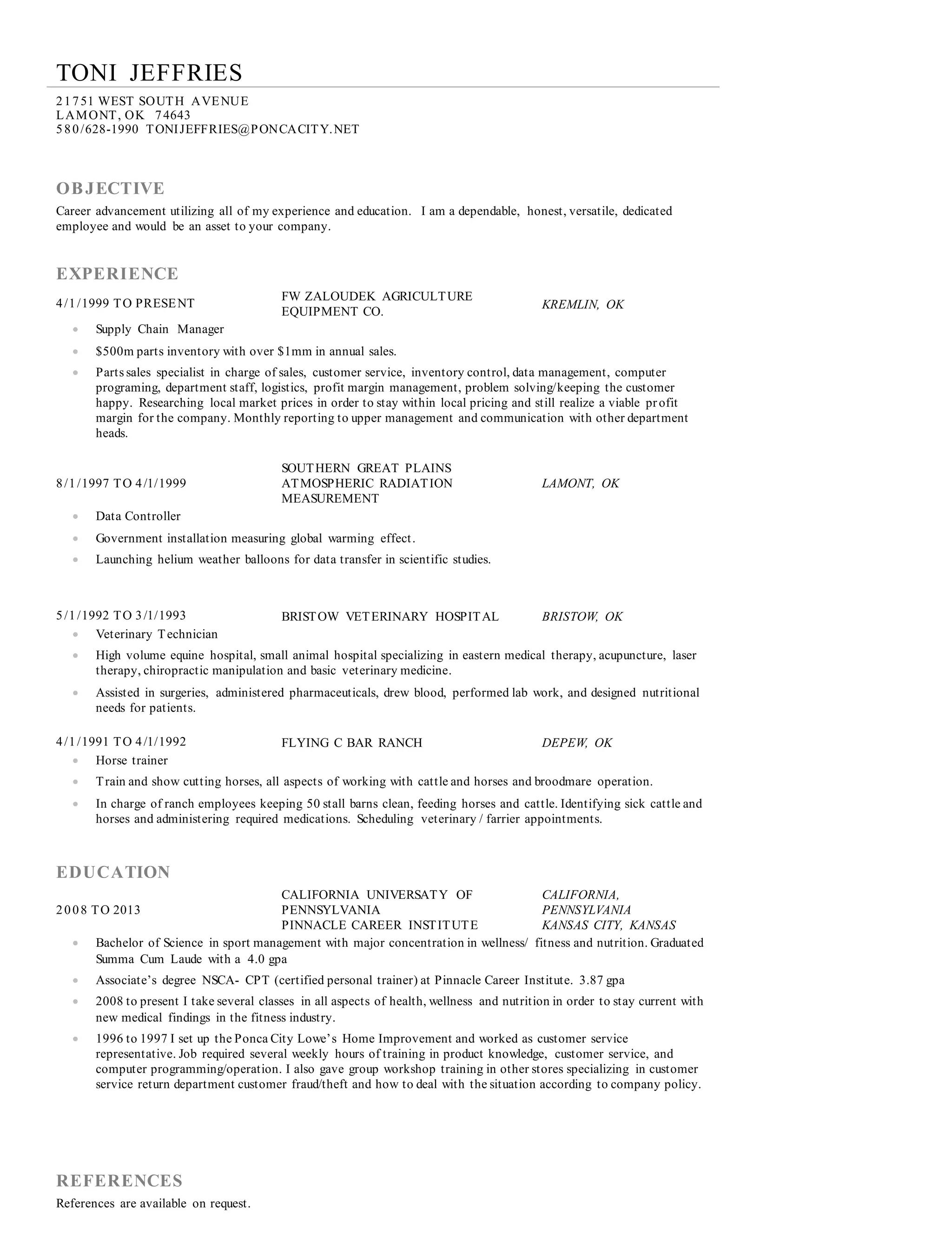 TONI JEFFRIES RESUME 2016 | DOCX