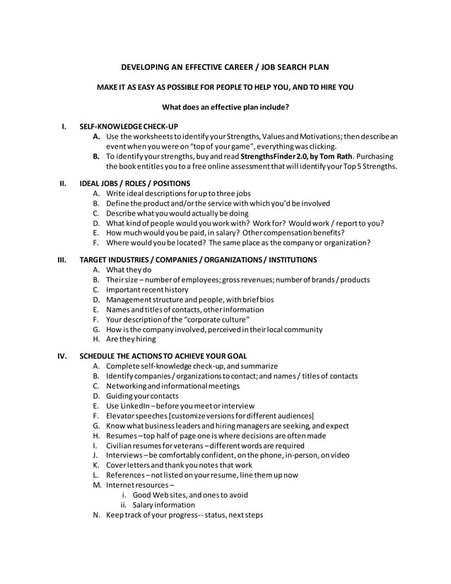 Elements in an Effective Job Search Plan | PDF