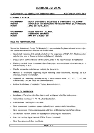 SUPERVISOR-QC INSPECTOR BASHEER CV | DOCX