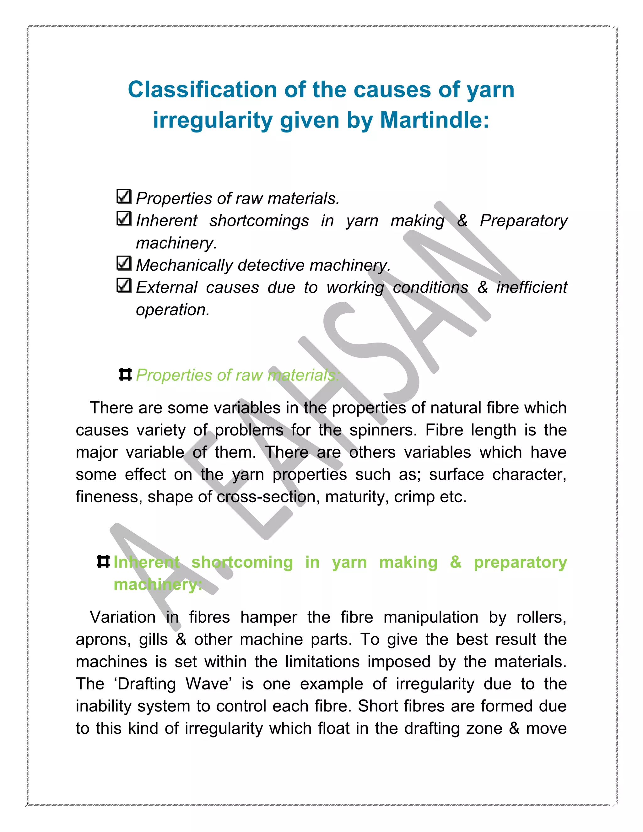Importance, Effect & Testing of Yarn Evenness | PDF
