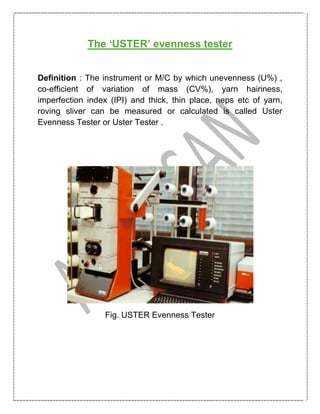 Importance, Effect & Testing of Yarn Evenness | PDF