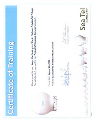 SeaTel- Certificate- Broadband VSAT System | PDF