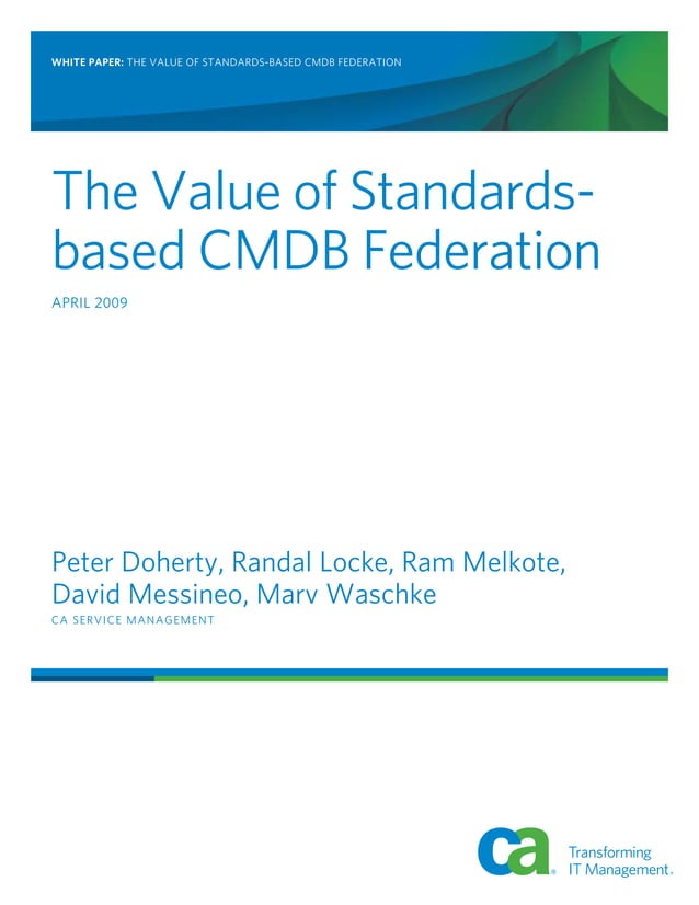 The Value of Standards-based CMDB Federation | PDF