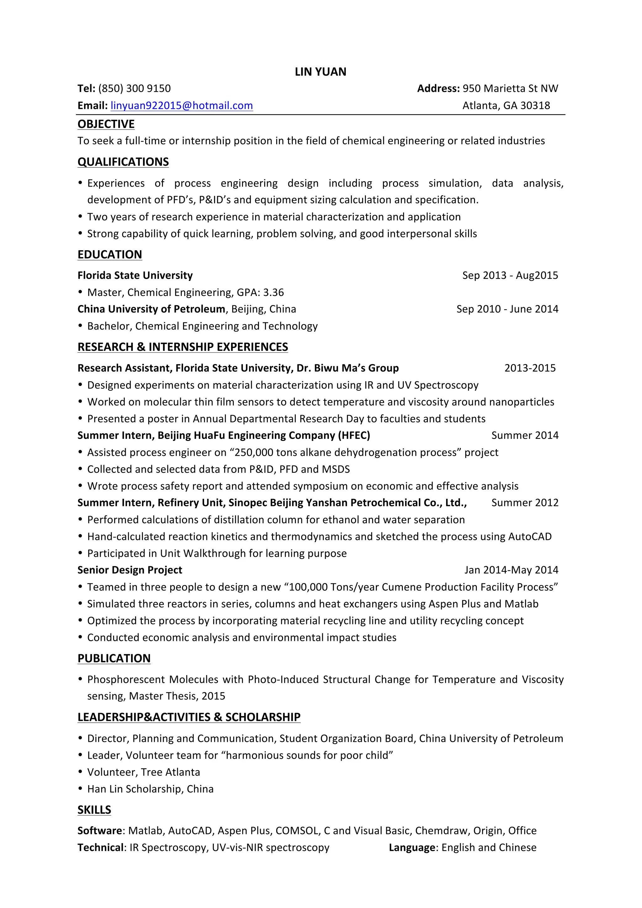 Lin Yuan resume v5 | PDF
