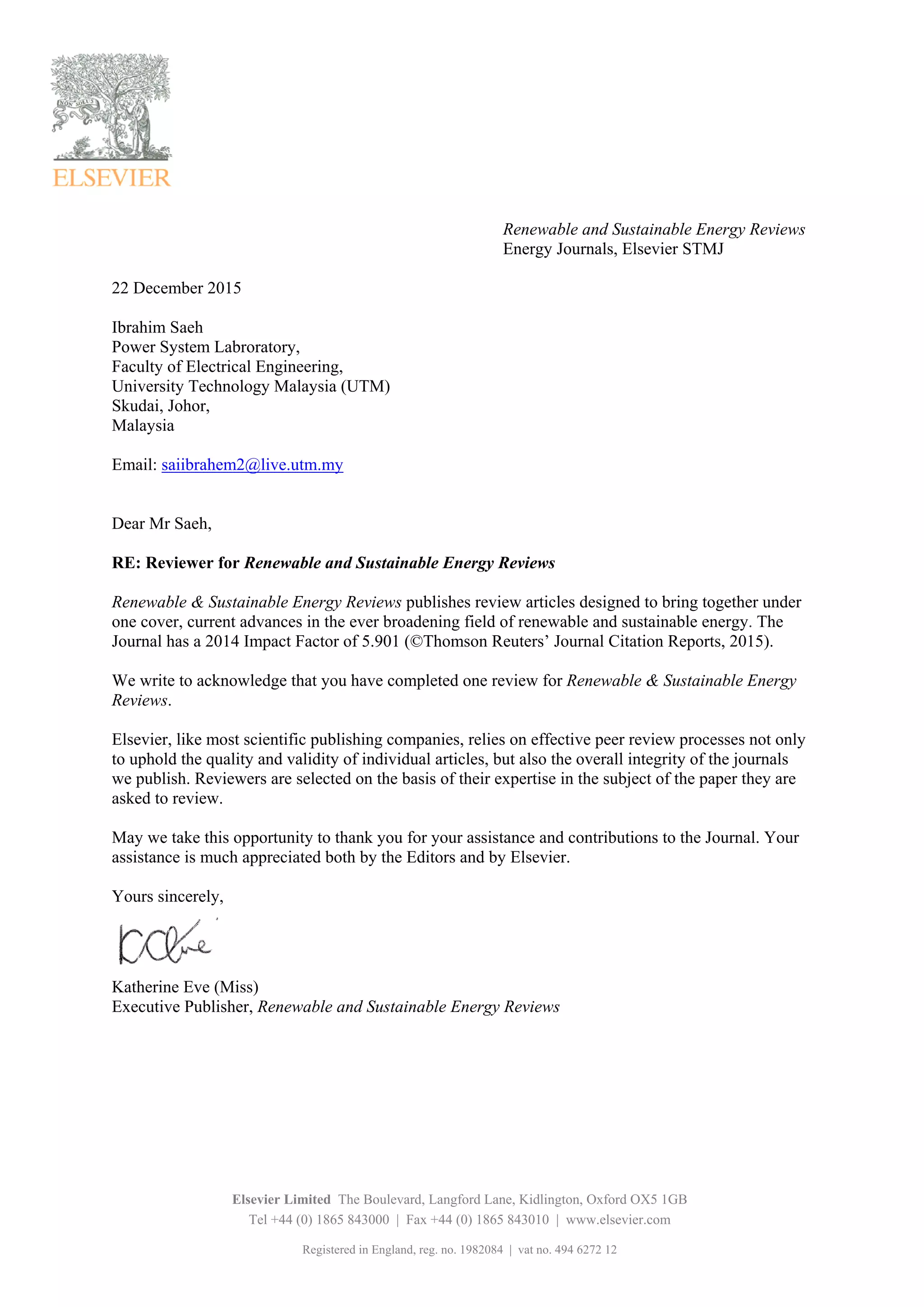 Reviewer Letter Dr. Ibrahim Saeh | PDF | Publishing Industry | Industries