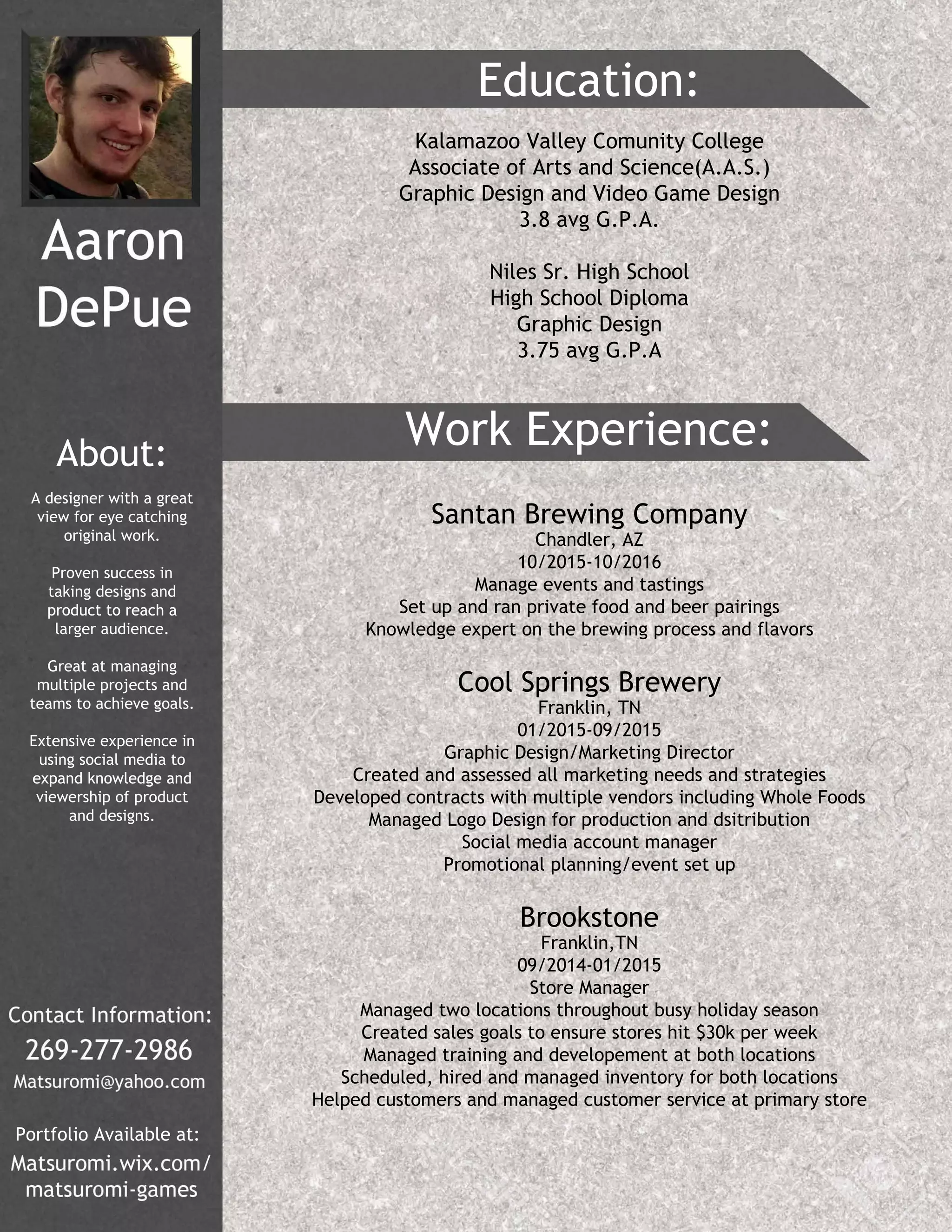 Aaron DePue Resume Small | PDF