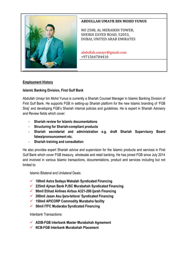 ABDULLAH UMAYR BIN MOHD YUNUS - RESUME | PDF | Business Accounting ...
