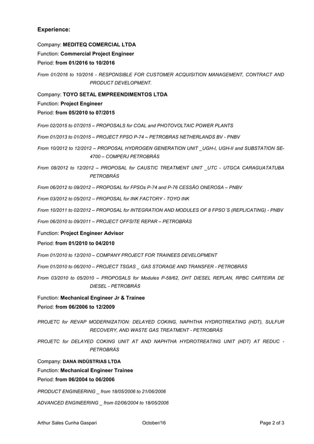 Arthur Gaspari _ Curriculum _ Oct2016 | PDF